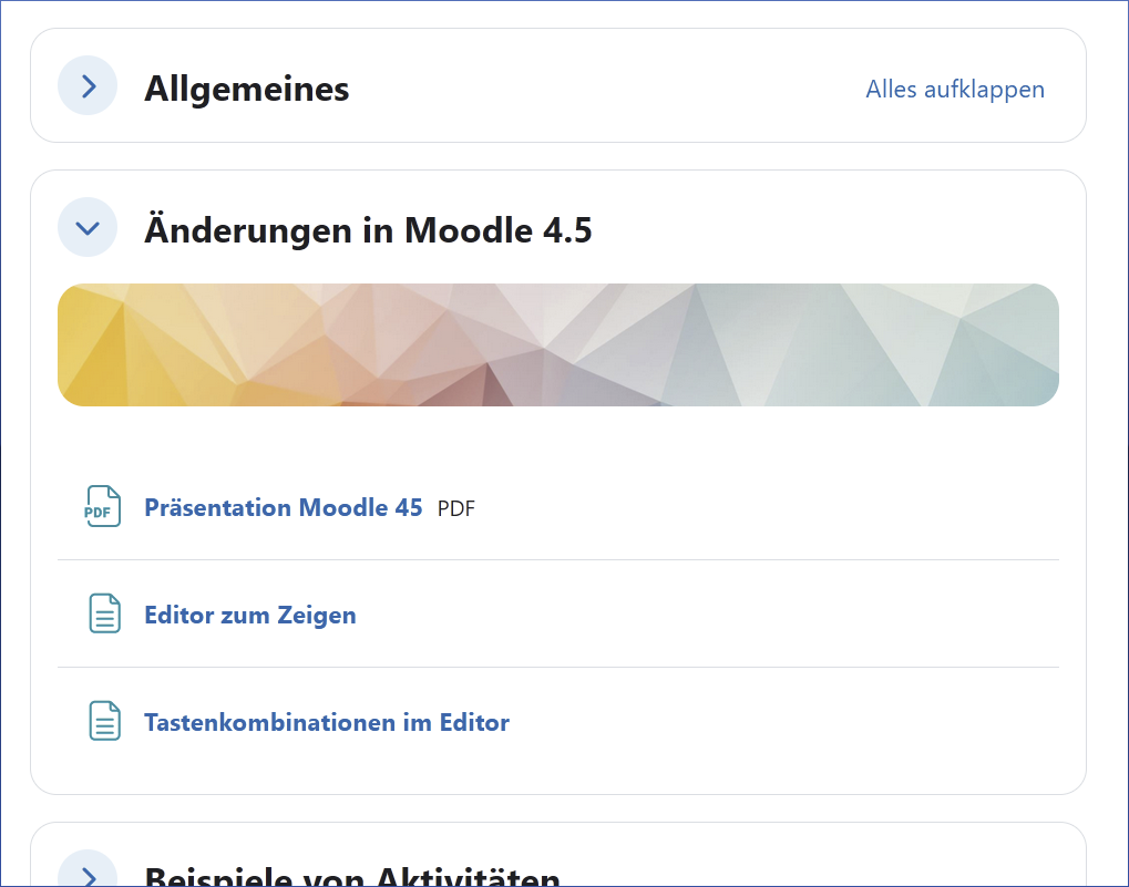 Moodle BFSU: Änderungen in Moodle für Lernende | Moodle BFSU